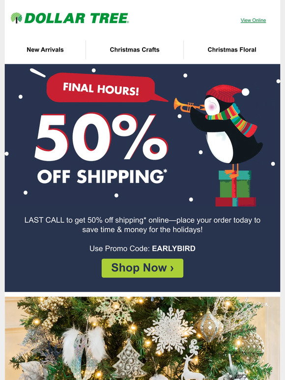 Dollar Tree: 🐧 FINAL CALL 🐧 for 50% Off Shipping! | Milled