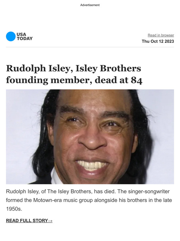 USA TODAY: Breaking: Rudolph Isley dies at 84. The soulful singer and founding member of the ...