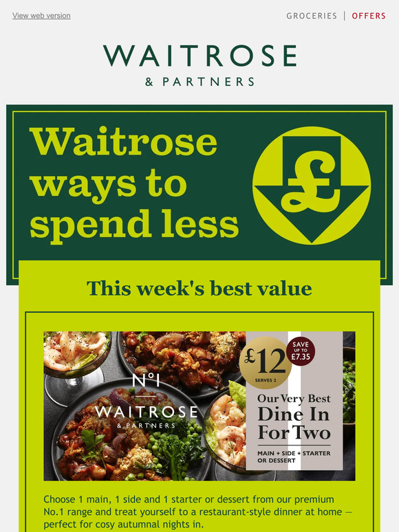 Waitrose: Fancy a luxury dinner for 2 for £12? Try our very best Dine ...
