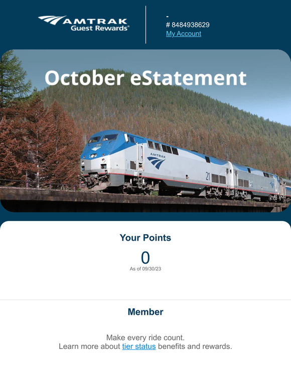 Amtrak: Now Arriving: Your October eStatement | Milled