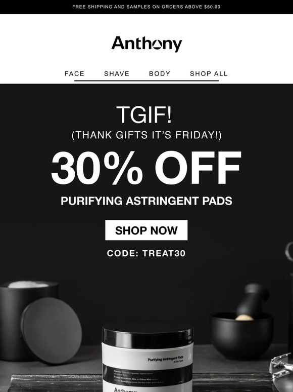 Anthony Logistics For Men: TGIF! Here's a special discount! 💝 | Milled