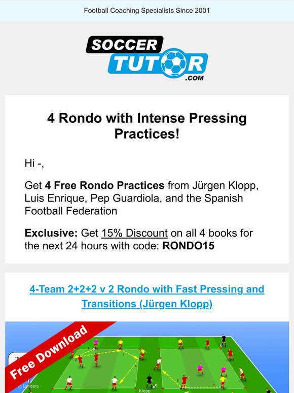 250 Award Winning Soccer Drills Software: 4 Rondo with Intense Pressing ...
