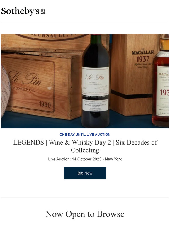 Sotheby's: LEGENDS | Wine & Whisky Day 2 | Six Decades of Collecting ...