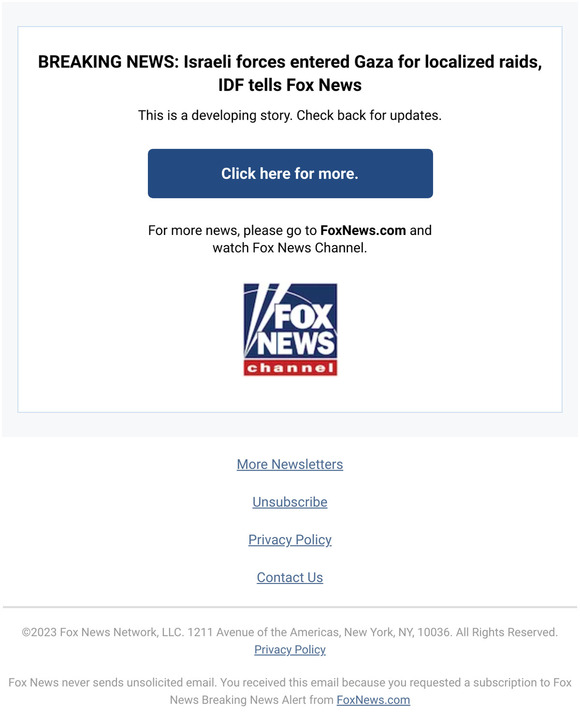 Fox News: BREAKING NEWS: Israeli forces entered Gaza for localized ...