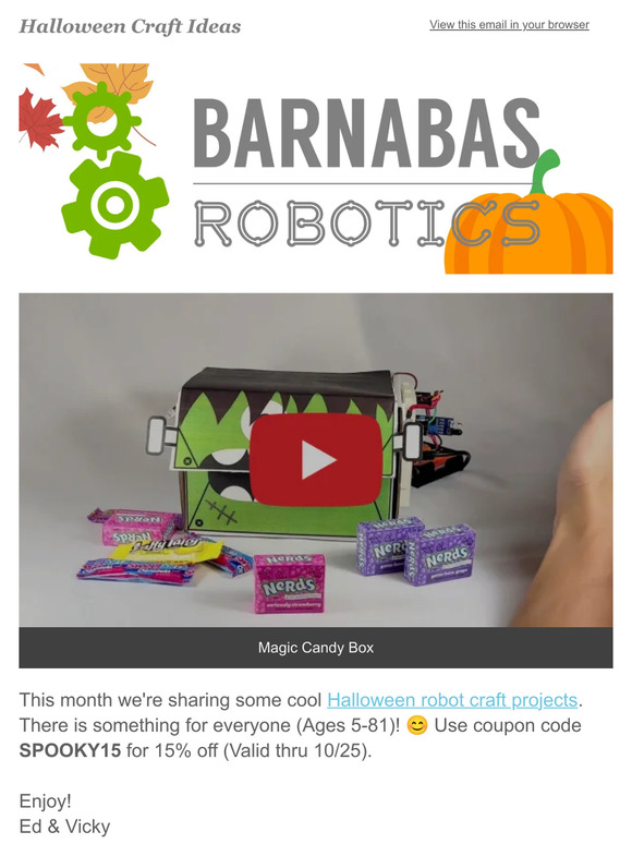 Barnabas Robotics: Halloween 🎃 robot craft ideas for you! | Milled