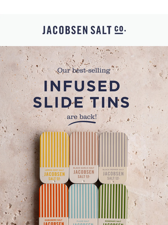 Jacobsen Salt Co.: Our best-selling Infused Slide Tins are back | Milled