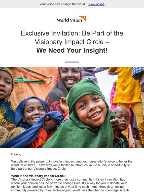 World Vision: We Need Your Insight: Join the Visionary Impact Circle ...