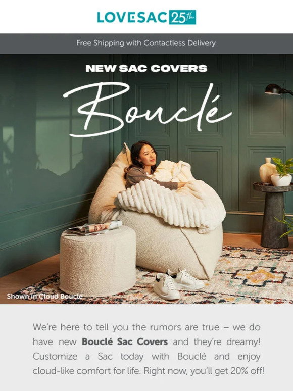 LoveSac: Introducing…. Our NEW Bouclé Covers! | Milled