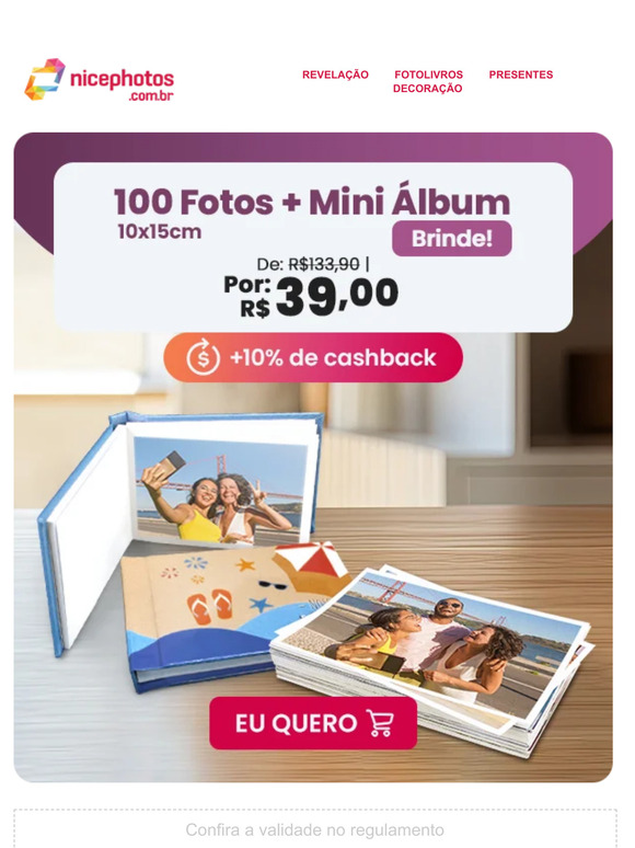 Nicephotos BR: 📣 100 fotos 10x15 + Mini Album de brinde | Milled
