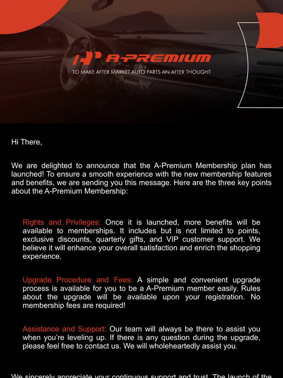 A Premium Autoparts: Important Notice: A-Premium Membership System Has ...