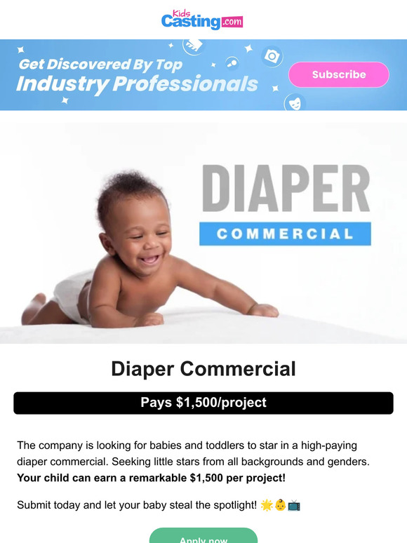 KidsCasting: Earn $1,500 in a Diaper Commercial | Milled
