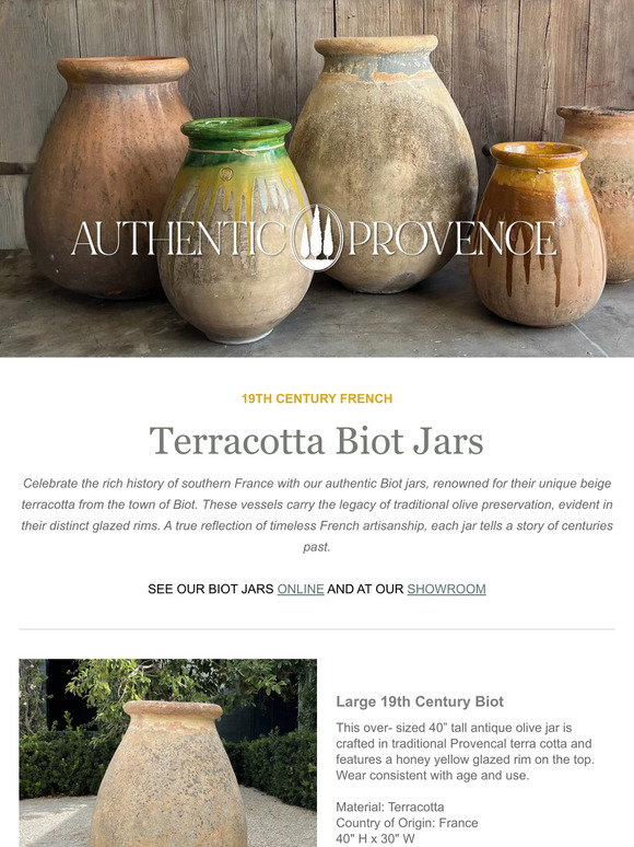 Authentic Provence: Newly Arrived Antique Biot Jars from France | Milled