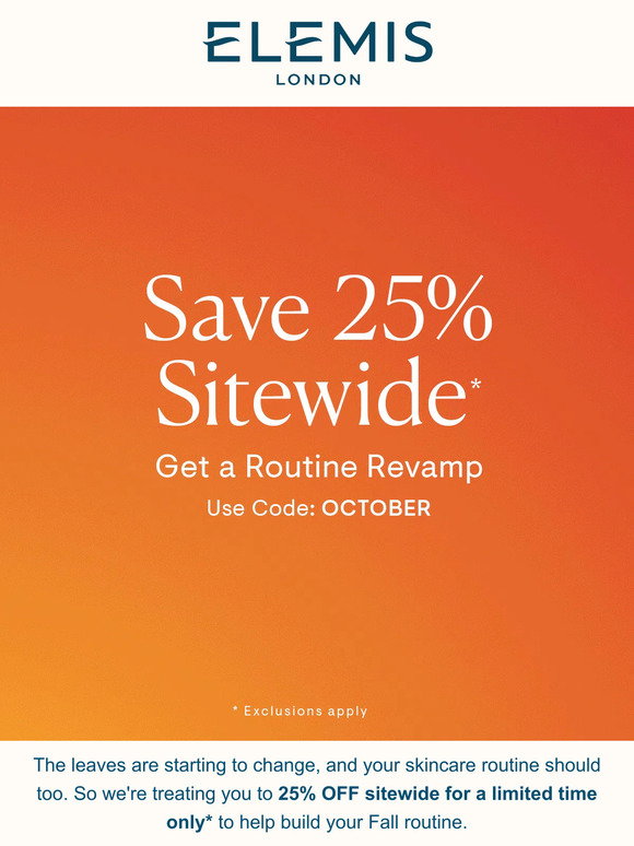 Elemis: Our Treat to You: 25% OFF Sitewide + Free Shipping | Milled