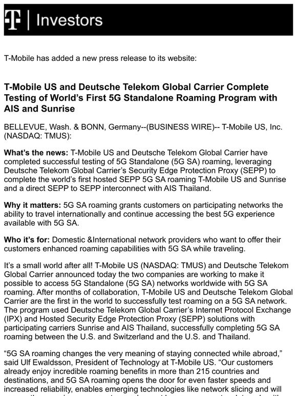 T-Mobile: T-Mobile - T-Mobile US and Deutsche Telekom Global Carrier ...
