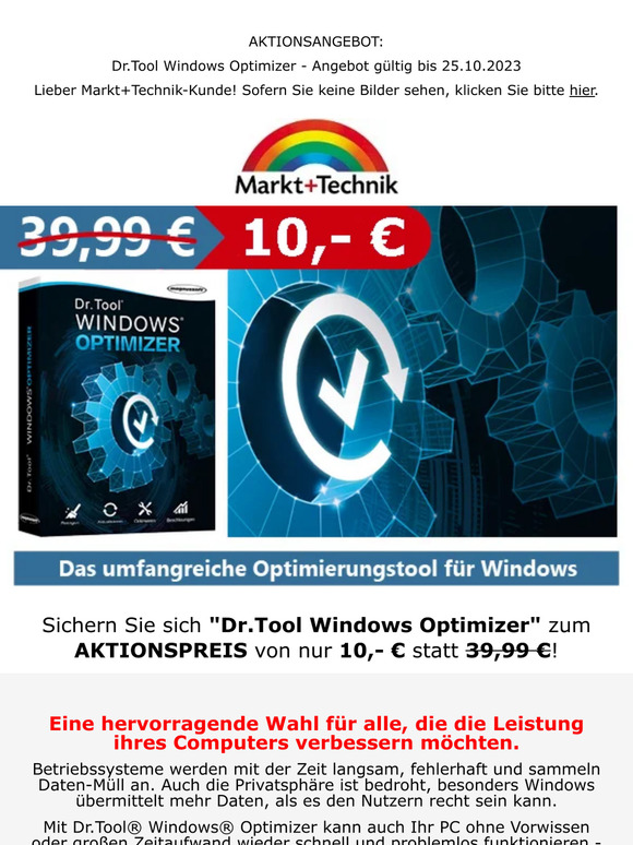 Mut: Dr.Tool Windows Optimizer - Schnelles Windows mit gesicherter Privatsphäre | Milled