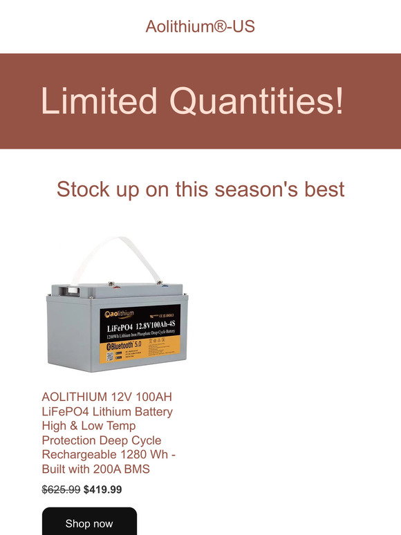 Aolithium: ONLY $419.99 Now! 12V-4S Battery | Aolithium Battery | Milled