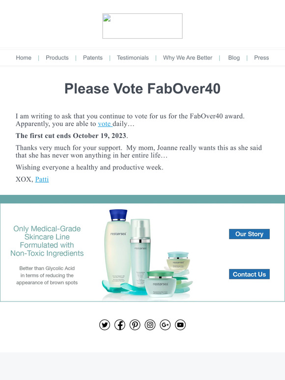 Restorsea: Please Vote FabOver40 | Milled