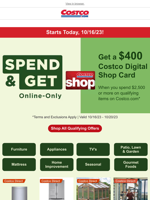 Costco: Spend & Get Promotion Starts Today! Online-Only. | Milled