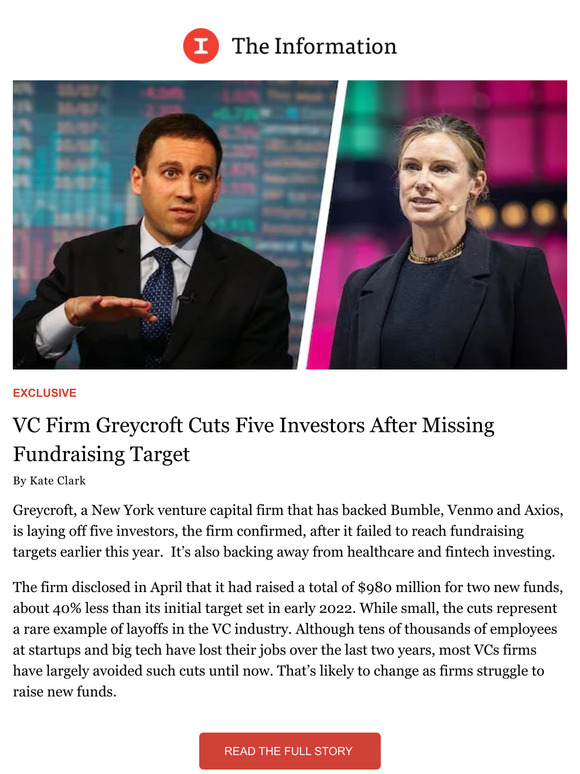 The Information: Exclusive: VC Firm Greycroft Cuts Five Investors After ...