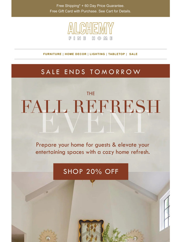 Alchemy Fine Home: The Fall Refresh Event 🍂🍁 20% Off Ends Tomorrow ...