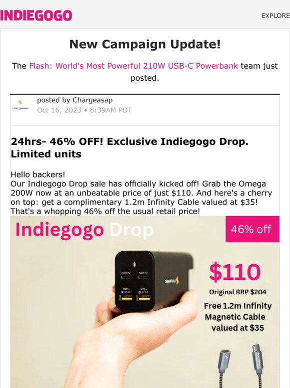 Indiegogo: 📢 Update #26 from Flash: World's Most Powerful 210W USB-C ...