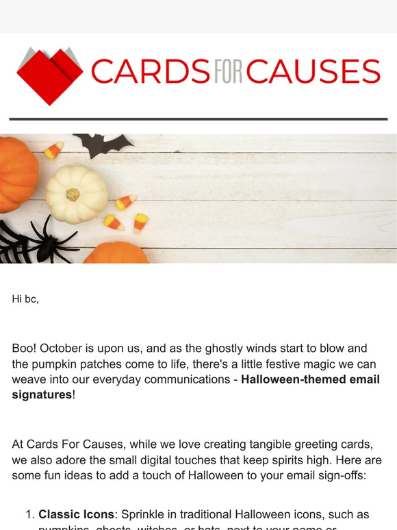 Cards for Causes: 🎃 Spooky Email Signature Ideas for Halloween! | Milled