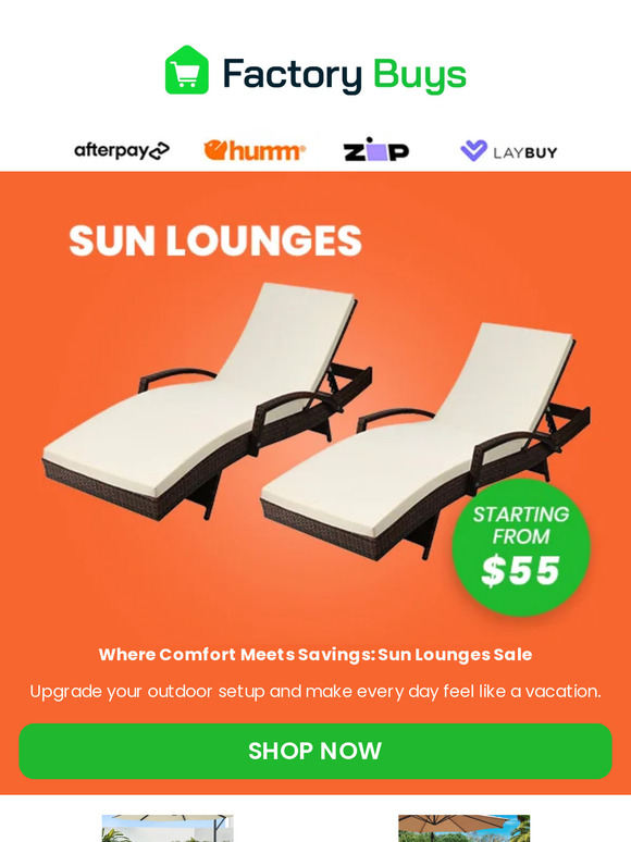 Factory Buys: Starting from $55! Sun Lounges & Sun Recliners💥 | Milled