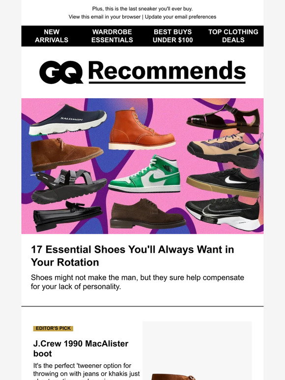 GQ: 17 Essential Shoes You'll Always Want in Your Rotation | Milled