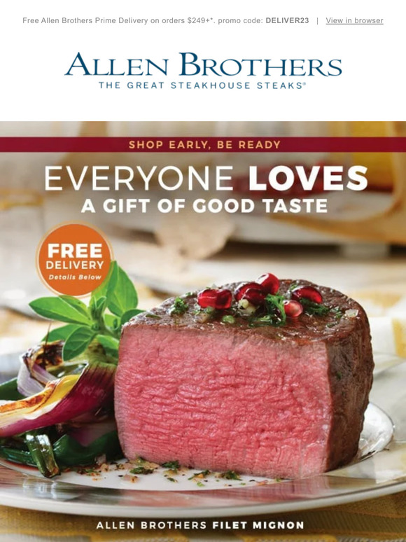 Allen Brothers: Free Shipping Offer! Luxurious Gifts, Delivered on Your Schedule | Milled