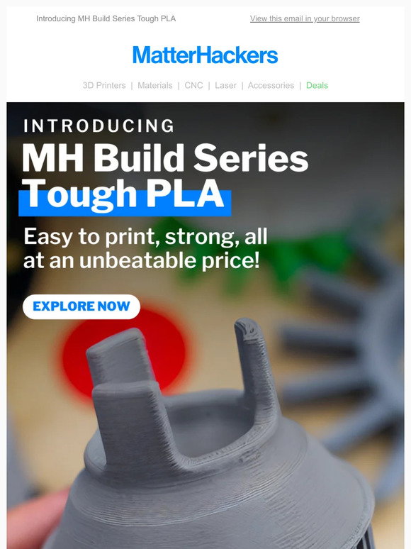 MatterHackers: Introducing MH Build Series Tough PLA Filament! | Milled
