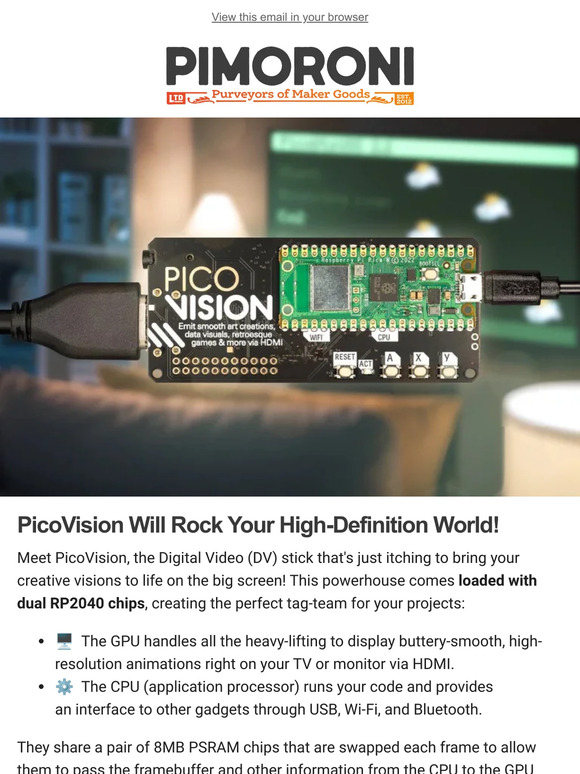 Pimoroni Picovision Your Hdmi Interface For Picorp2040 Creativity 📺 Milled 