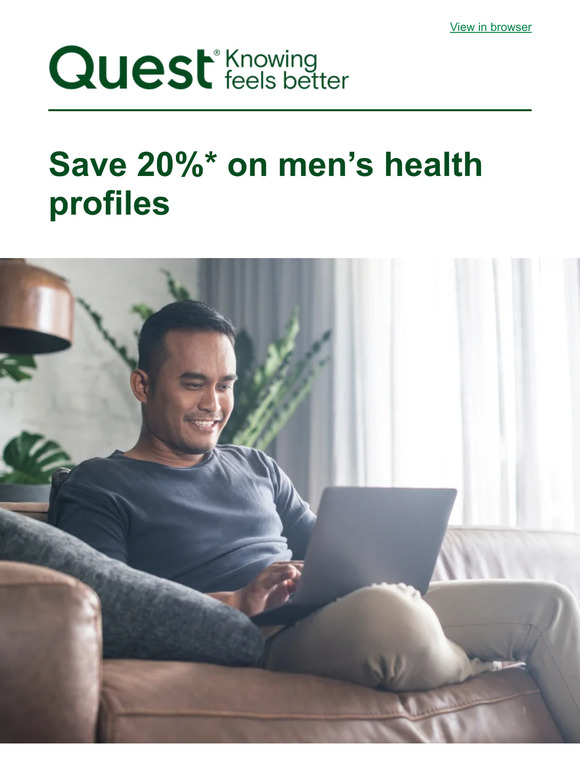 Quest: Get 20% off men’s health profiles | Milled