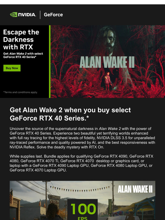 Nvidia: Get Alan Wake 2 with GeForce RTX 40 Series | Milled
