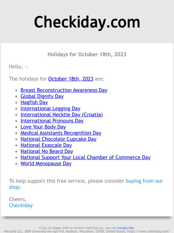Checkiday: Holidays for October 18th, 2023! 📅🎉 | Milled