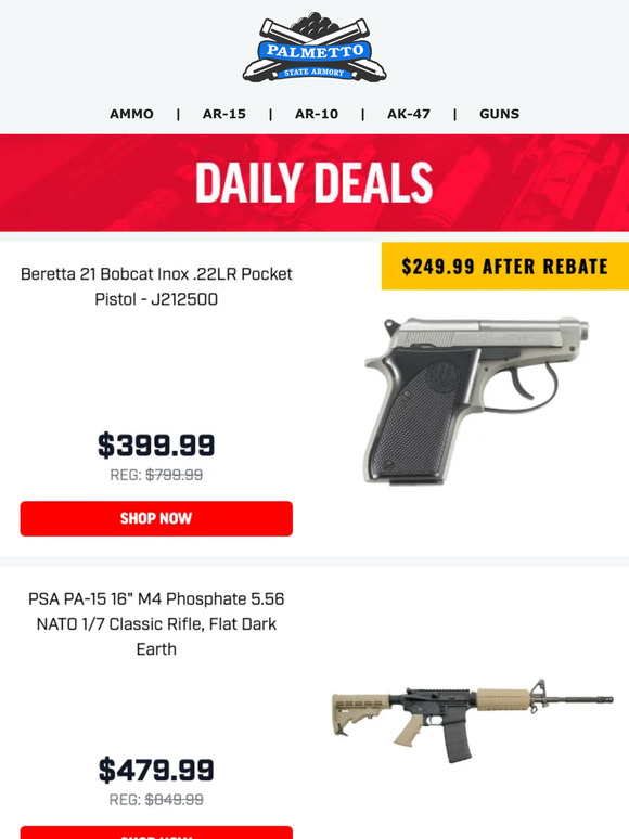 Palmetto State Armory: Rebate Deal! | Beretta Bobcat Inox .22LR Pocket ...