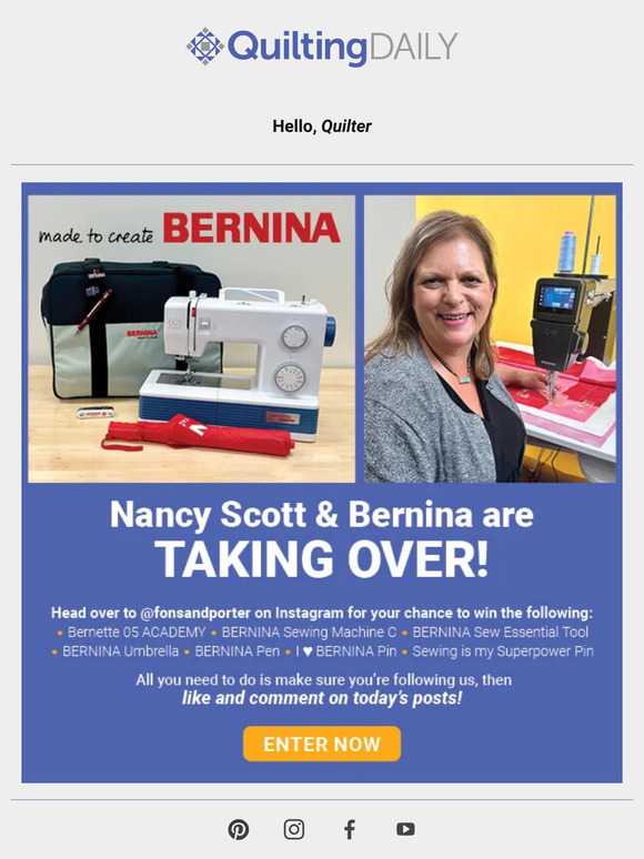 Fons And Porter: Bernina is taking over Instagram with Nancy Scott! Don ...