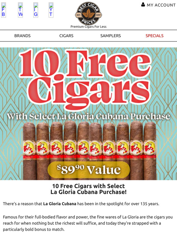 Best Cigar Prices: 🔷 10 Free Cigars with Select La Gloria Cubana Boxes ...