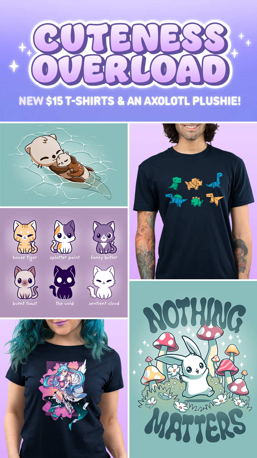 TeeTurtle: 5 NEW t-shirts and a new axolotl plushie! 💕 | Milled
