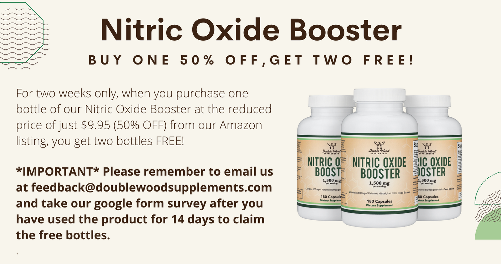 Double Wood Supplements: Nitric Oxide Booster Special: Buy One 50% On ...