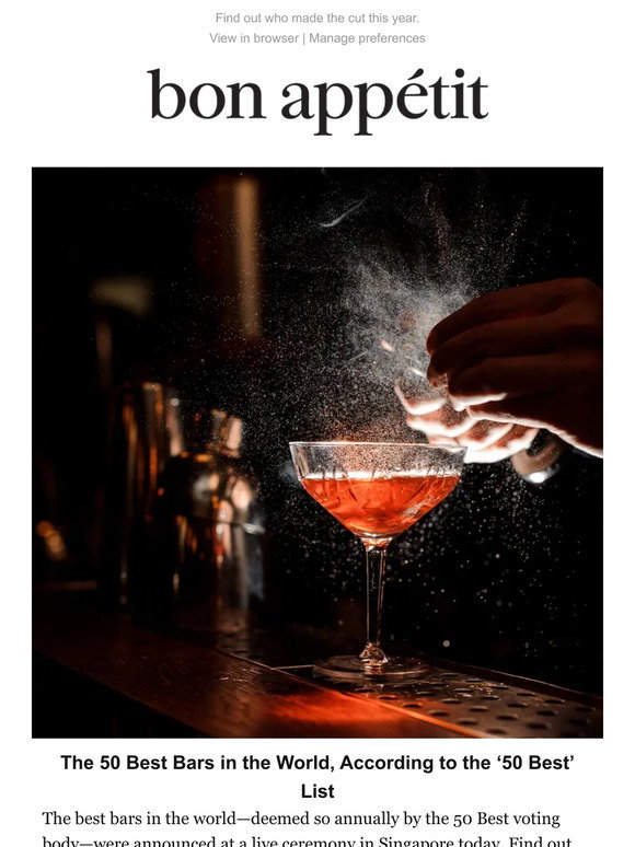 Bon Appétit: The World’s 50 Best Bars Were Just Announced | Milled