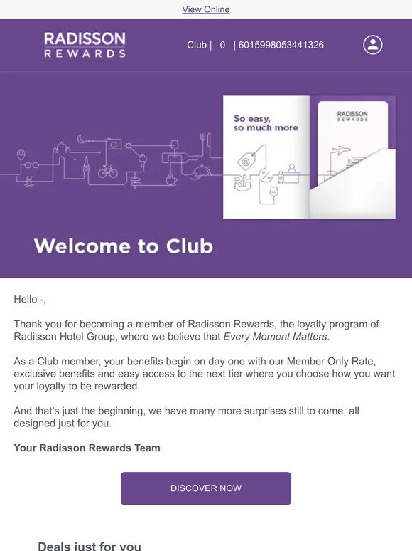 Park Inn: Hello —, Welcome to Radisson Rewards | Milled