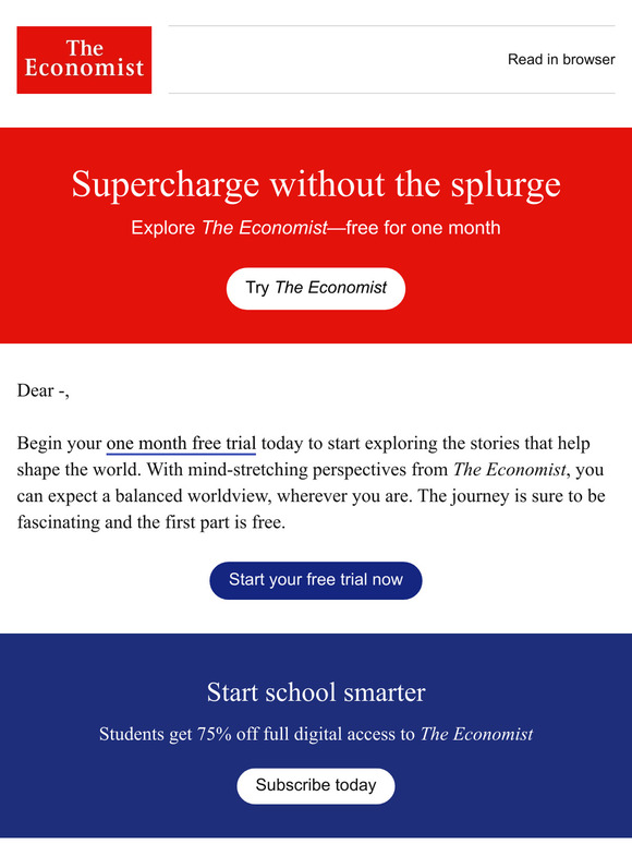 The Economist: Your free subscription to The Economist | Milled