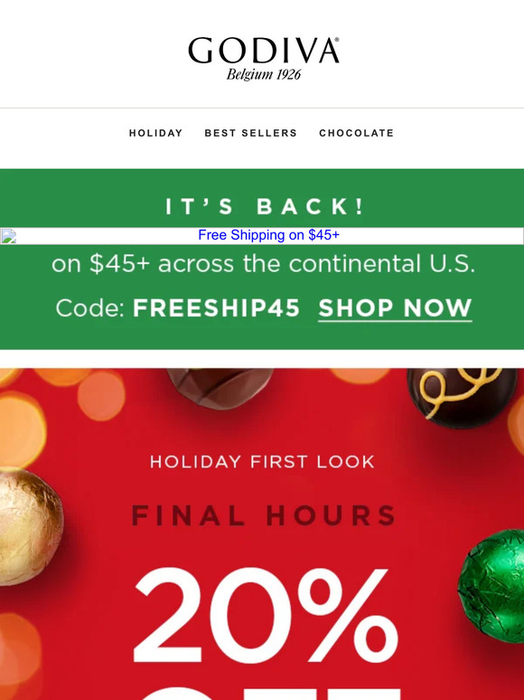 Godiva: 20% OFF expires in 3..2..1.. | Milled