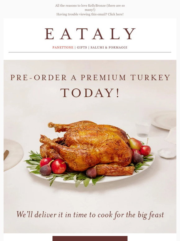Eataly: Pre-order your premium Thanksgiving turkey today | Milled