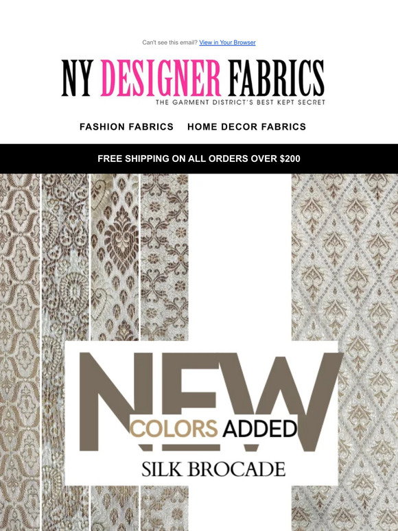 NY Designer Fabrics: Introducing our new colors added in Silk Brocade ...