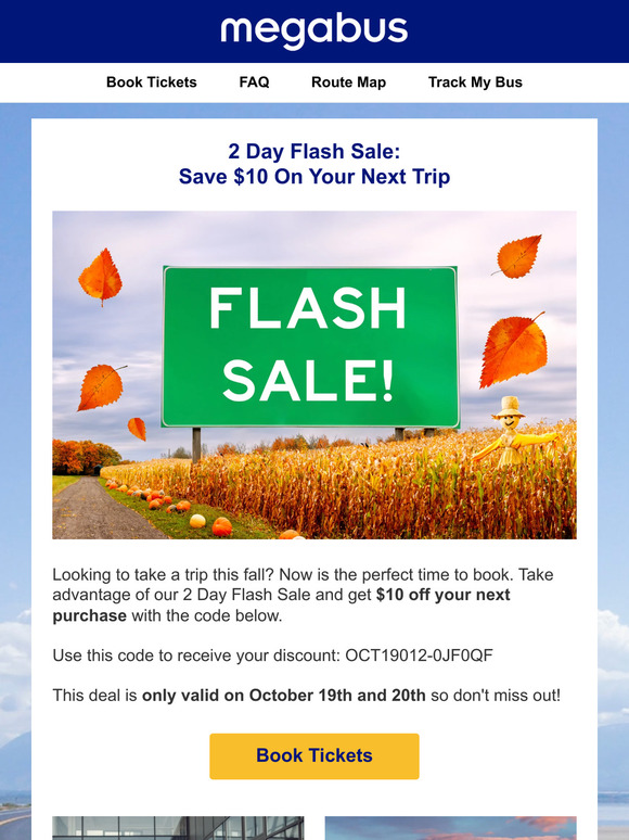 Megabus: Savings Alert: 2 Day Flash Sale! | Milled