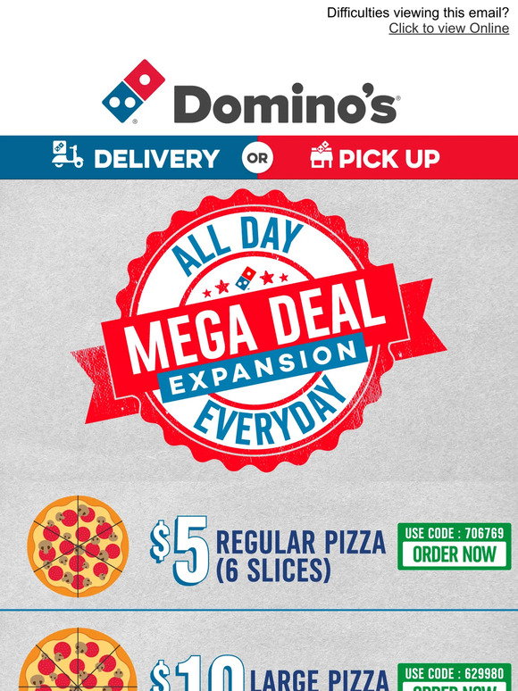 Domino's Pizza: In Case You Missed it! Mega Pick Up Deals now open to ...