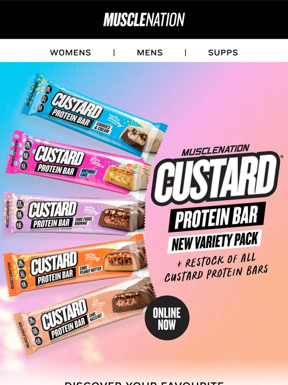 Muscle Nation: NEW Custard Protein Bar Variety Pack | Milled