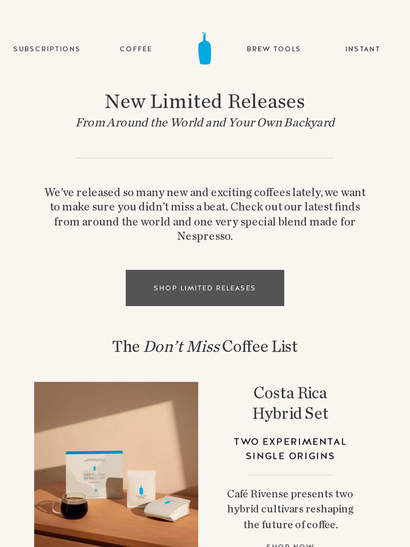 Blue Bottle Coffee: Limited Releases Radar: Coffee You Can’t Miss | Milled