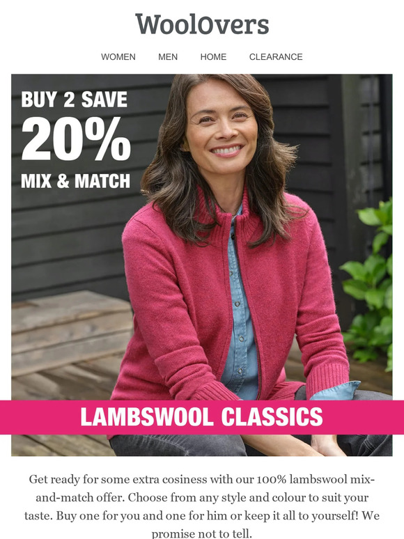 WoolOvers: Buy 2 Save 20% Lambswool Classics. Limited Time Only! | Milled